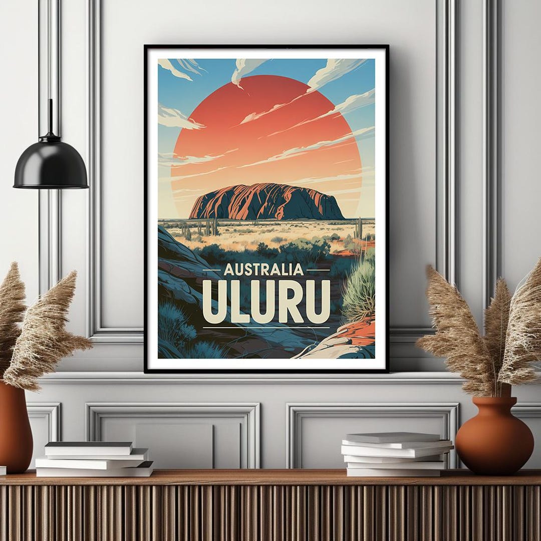 Uluru Australia Poster – Minimalist Desert Landscape Wall Art, Premium ...