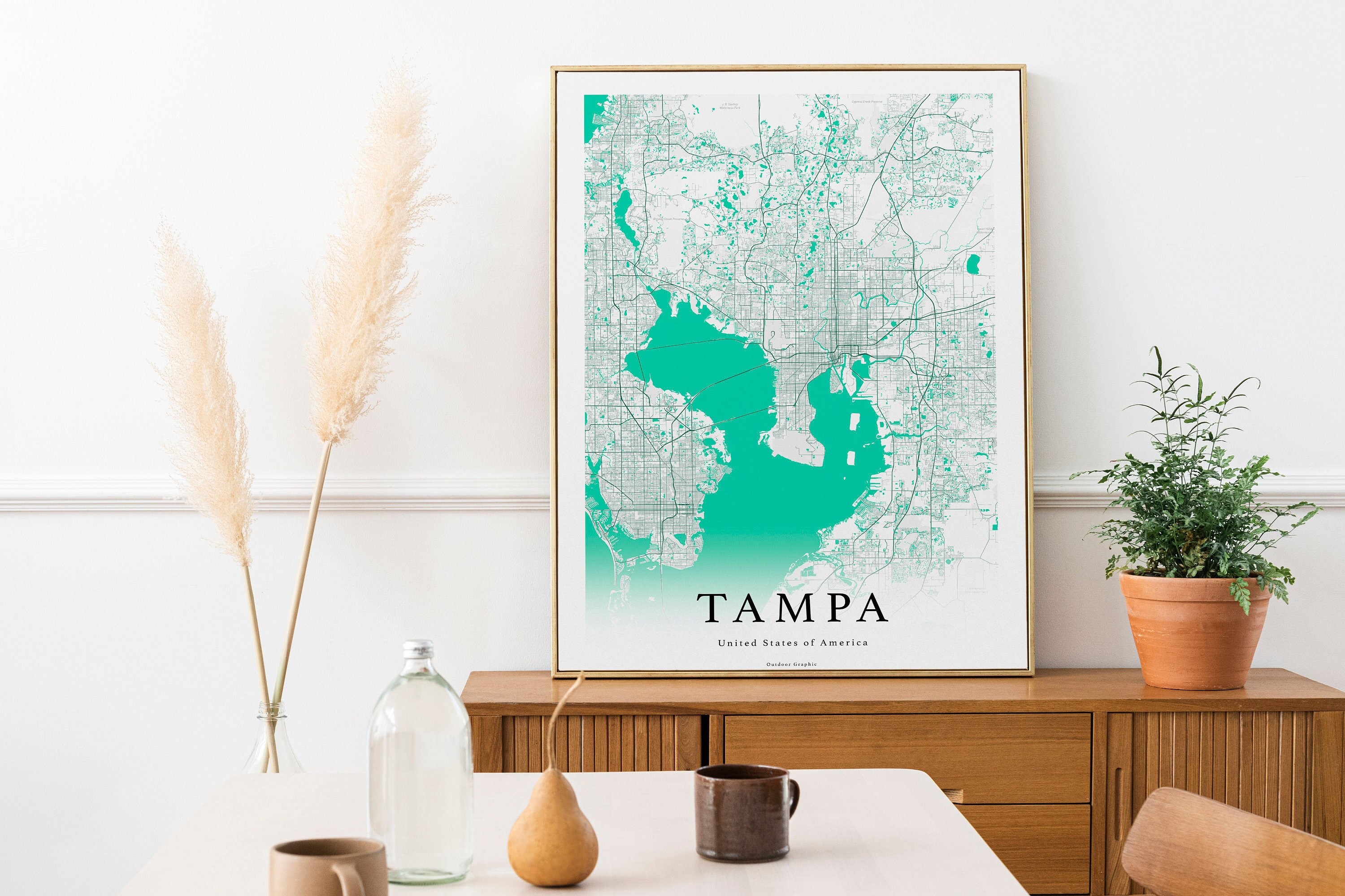 TAMPA POSTER Florida Map Tampa Print Art Poster wall Art City Map ...