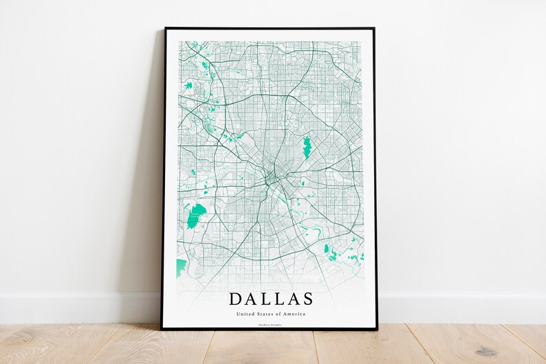 POSTER DALLAS USA Map dallas Print United States Poster wall Art City ...