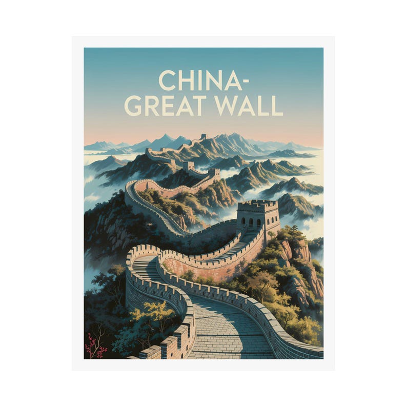 Great Wall of China Poster – Historic Chinese Landmark Art Print for ...