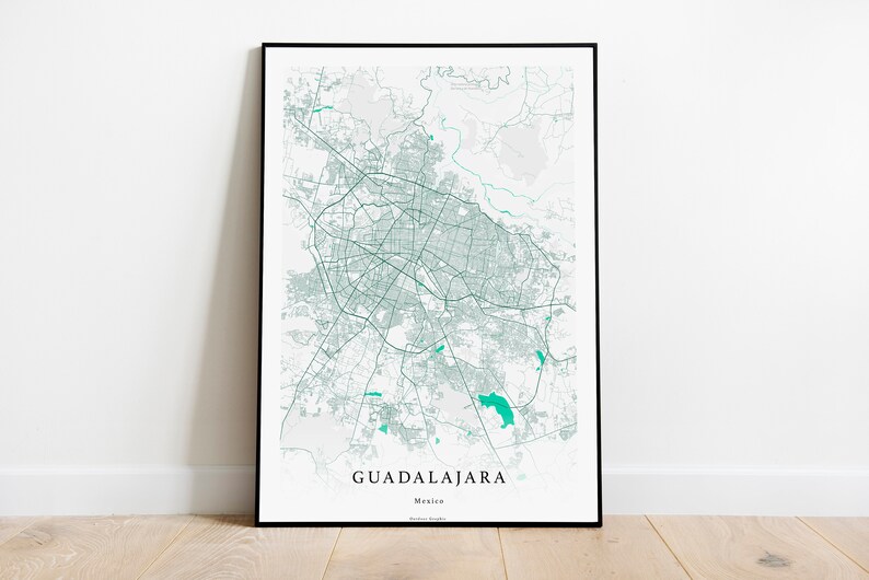 POSTER GUADALAJARA Mexico Map Guadalajara Print Digital Download Wall ...