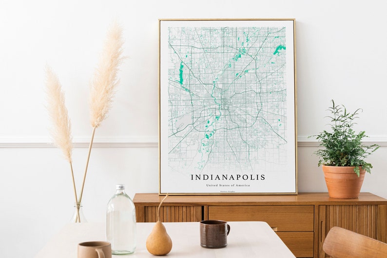 INDIANAPOLIS POSTER USA Map indianapolis Print Art USA Poster wall Art ...