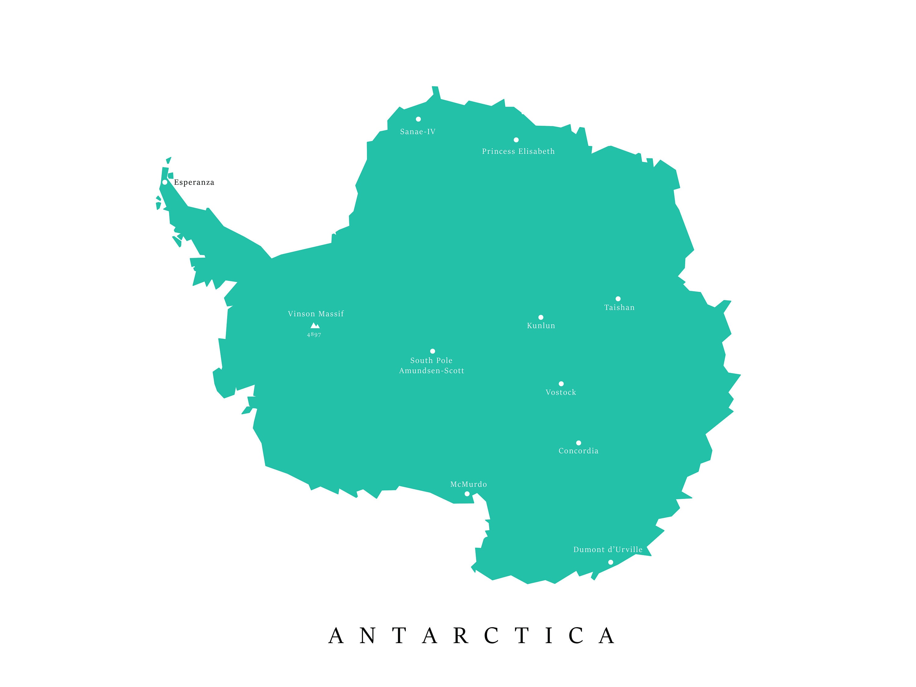 Antarctic Printable | Antarctic Map | Adventure Poster | White ...