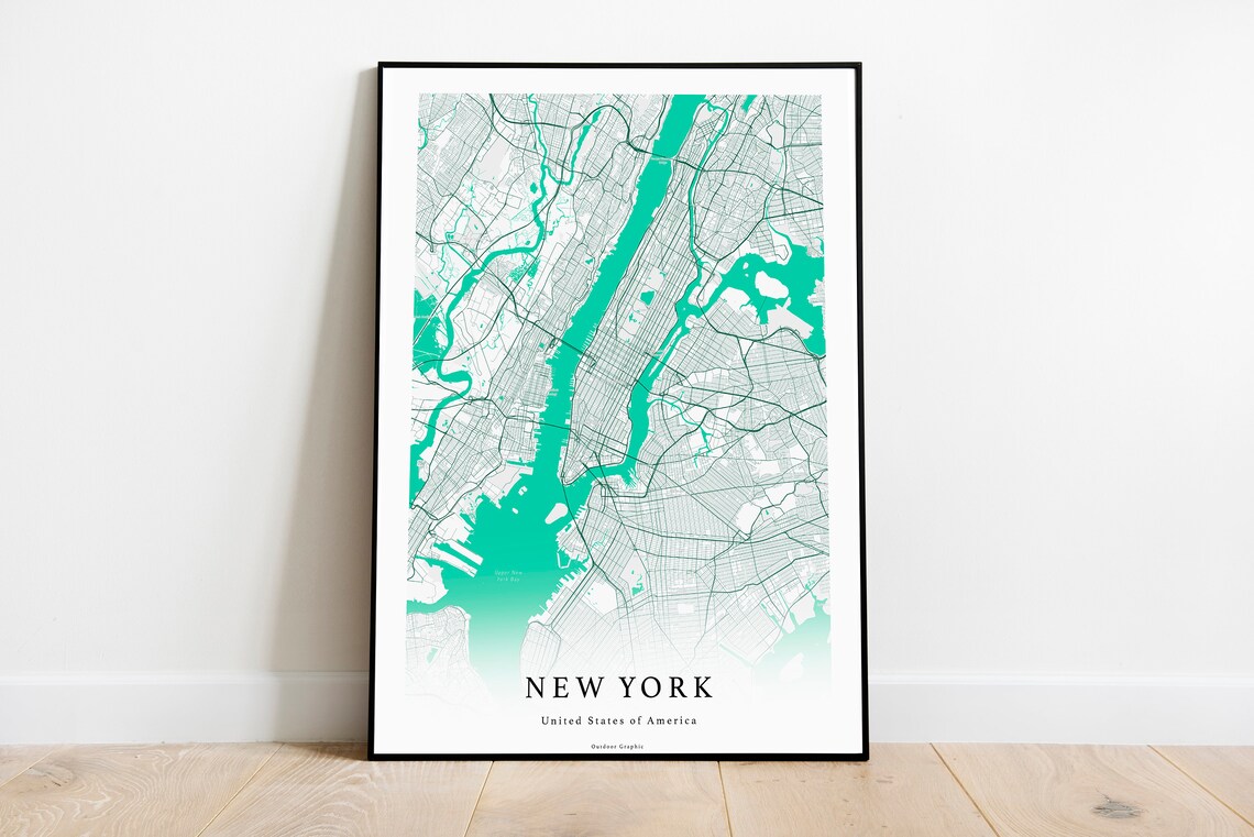 POSTER NEW YORK USA Map new York City Print New York Poster wall Art ...