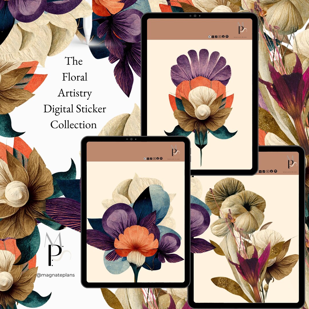 The Floral Artistry Digital Sticker Collection - Etsy