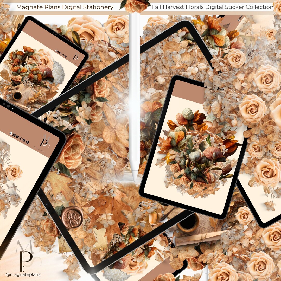 Fall Harvest Florals Digital Sticker Collection - Etsy