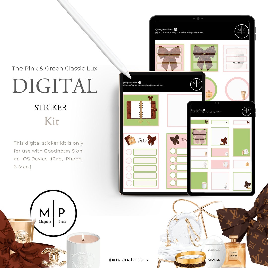 Pink & Green Classic Lux Digital Sticker Kit - Etsy