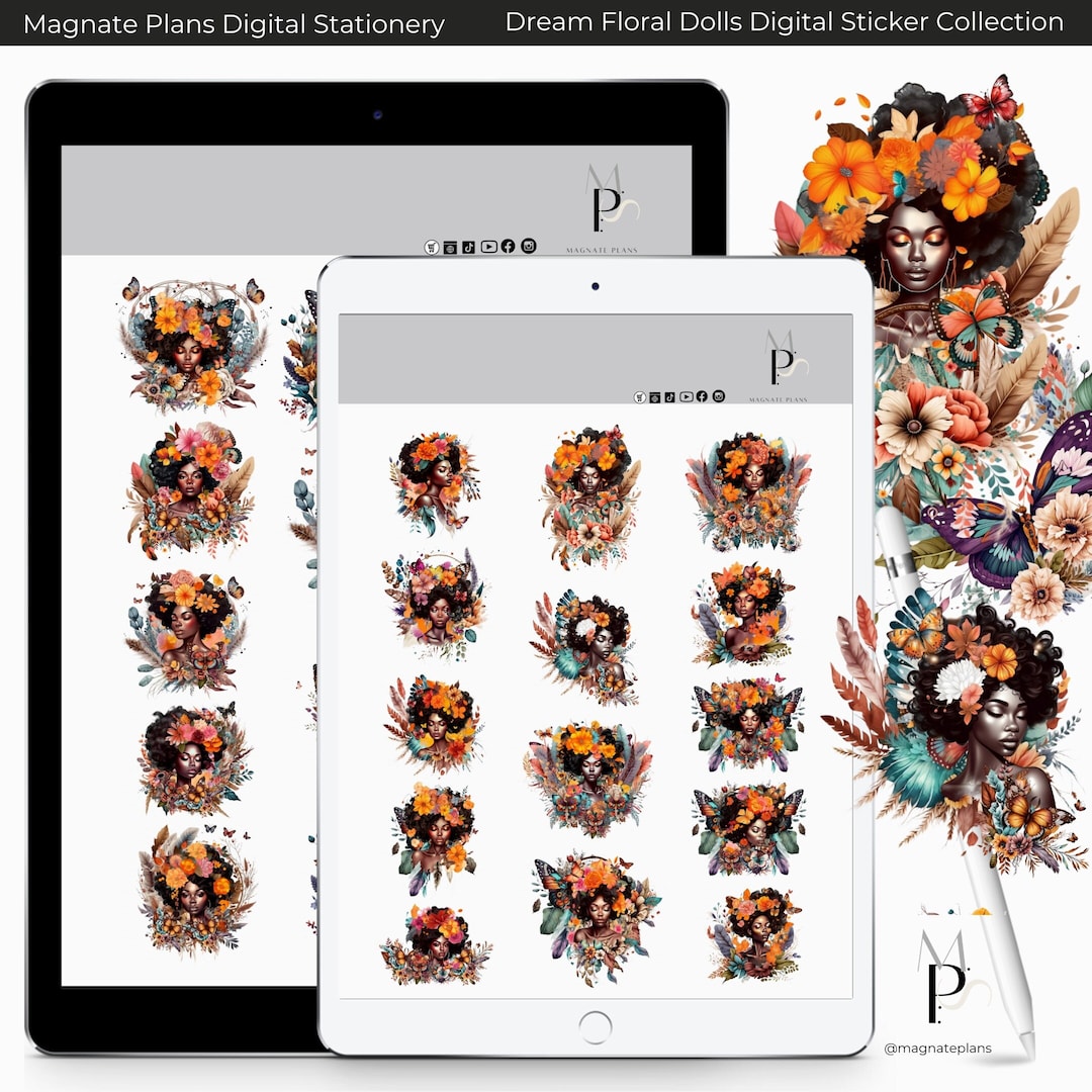 Dream Floral Dolls Digital Sticker Collection - Etsy