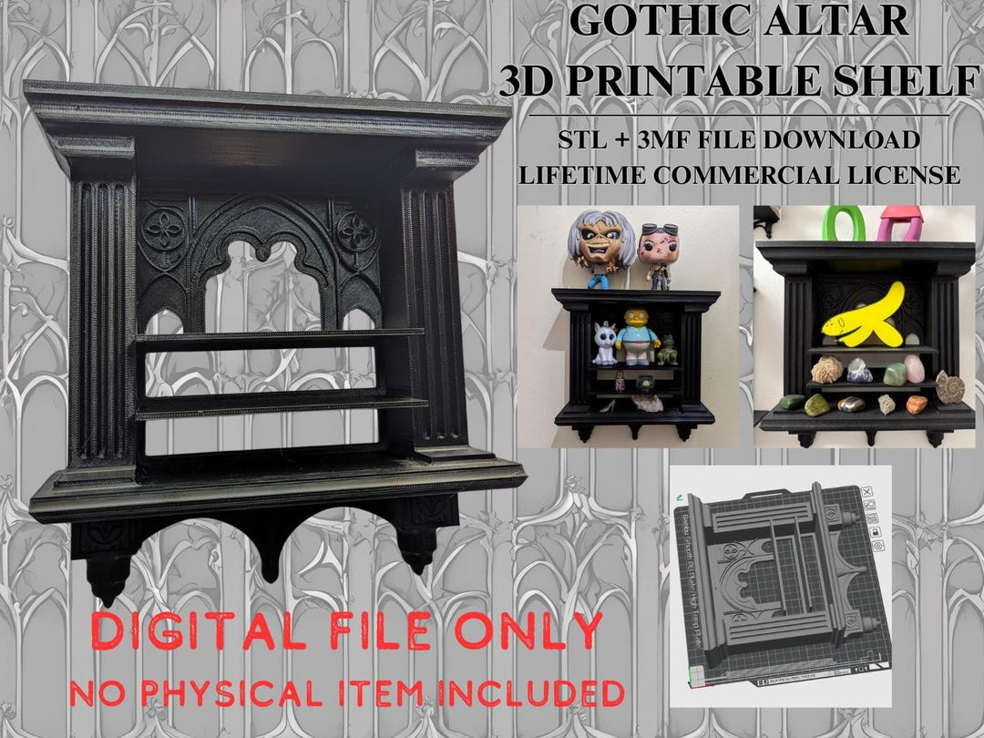 Gothic Altar 3D Printable Shelf STL – Digital Wall Display for ...