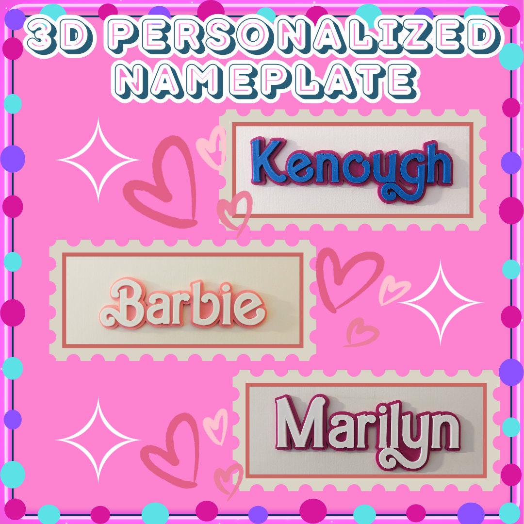 3D Personalized Barbie Nameplate for Doors and Displays Free Domestic ...
