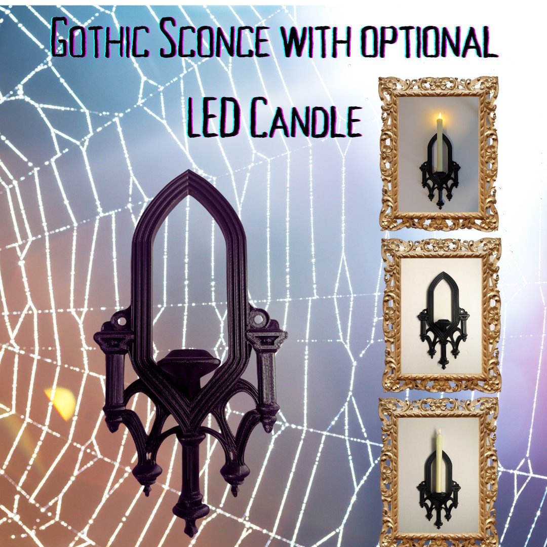 Gothic Sconce With Optional LED Taper Candle Enchanting Wall Decor for ...