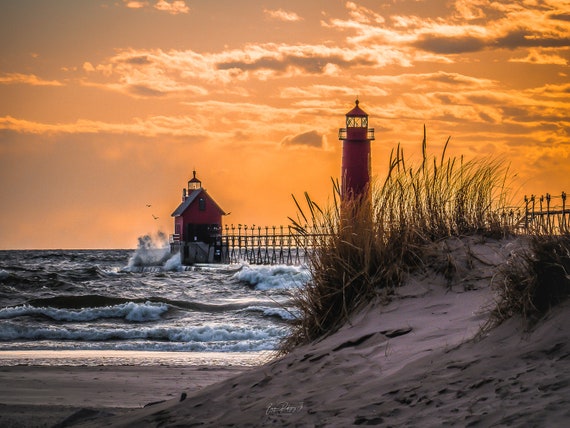 Sunset Lighthouse Beach Landscape