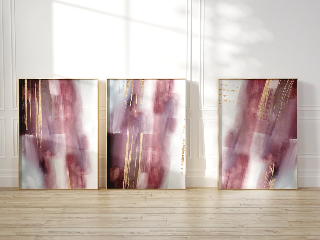Pink and Gold Wall Set of 3 Prints Pink and Gold Wall Art Gallery Wall ...