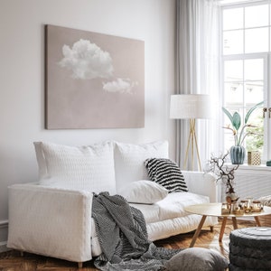 Beige Clouds Canvas Wall Art Print, Landscape Neutral Wall Art Framed ...