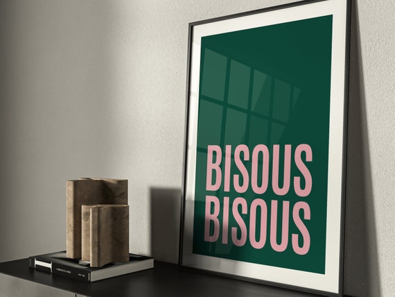 Bisous Bisous French Kiss Art Print French Kisses Emerald | Etsy