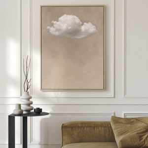 Neutral Cloud Wall Decor Over the Bed, Above Bed Art, Minimalist Canvas Wall Art, Framed Beige ...