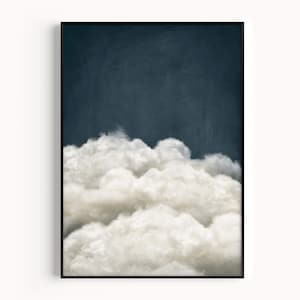 Navy Blue Cloud Wall Art Print, Living Room Decor, Abstract Art ...