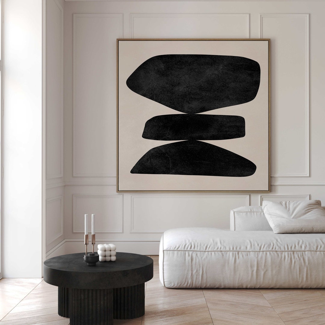 Neutral Abstract Canvas Wall Art, Square Print, Abstract Art ...