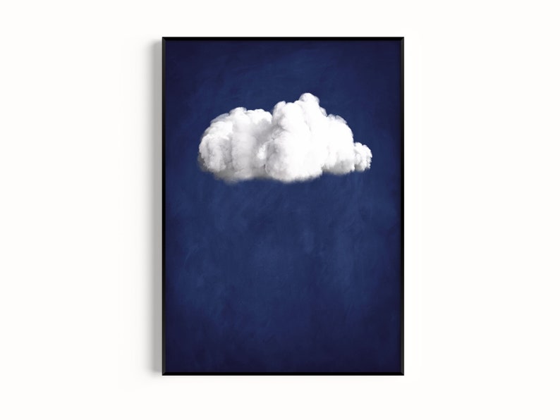 Indigo Cloud Wall Art, Abstract Art Print, Dark Blue Minimalist Wall ...