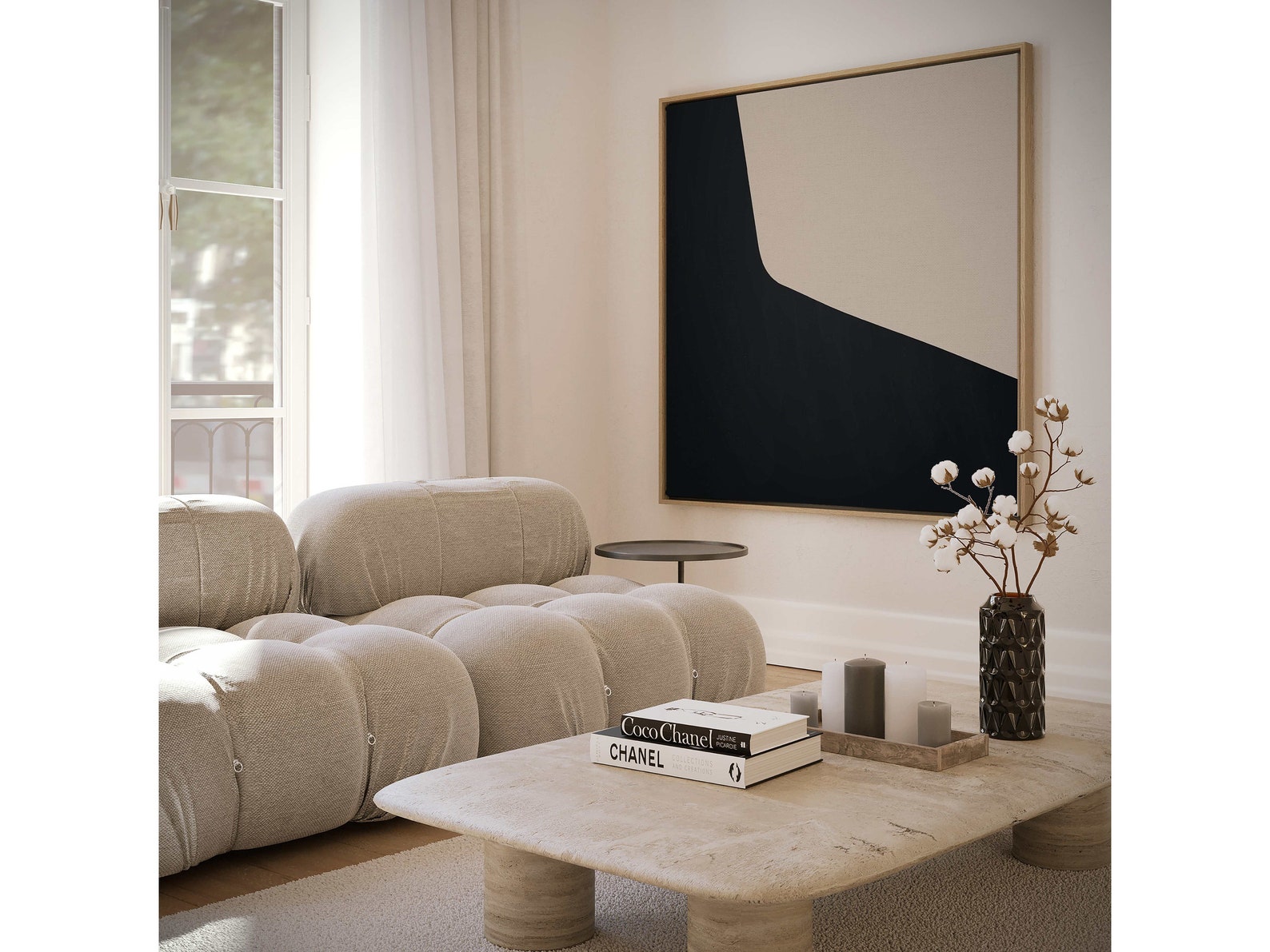 Square Canvas Wall Art, Canvas Print, Beige Abstract Art, Minimalist ...