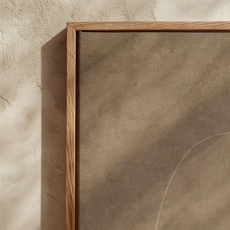 Brown Minimalist Framed Canvas Wall Art, Line Art, Abstract Painting ...