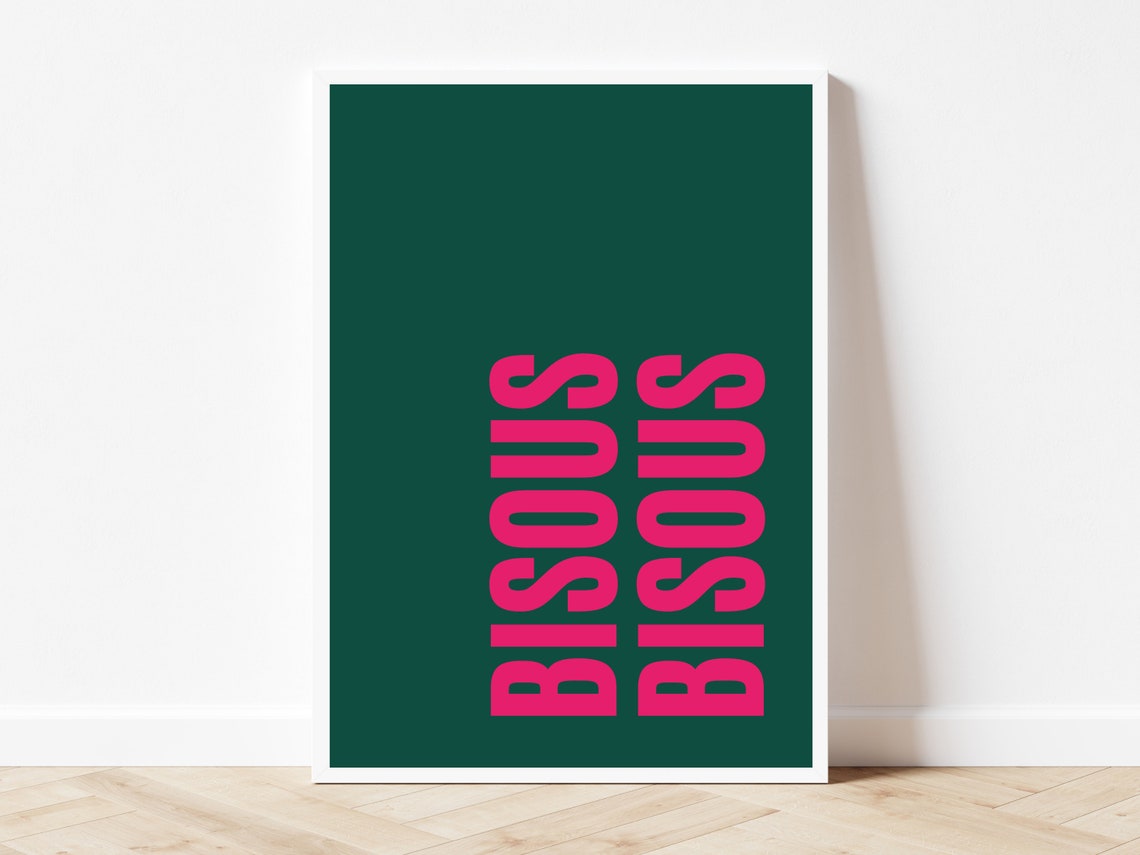 Bisous Bisous French Kiss Art Print French Kisses Emerald - Etsy