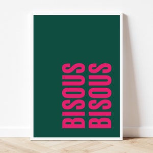 Bisous Bisous French Kiss Art Print · French Kisses · Emerald Green ...