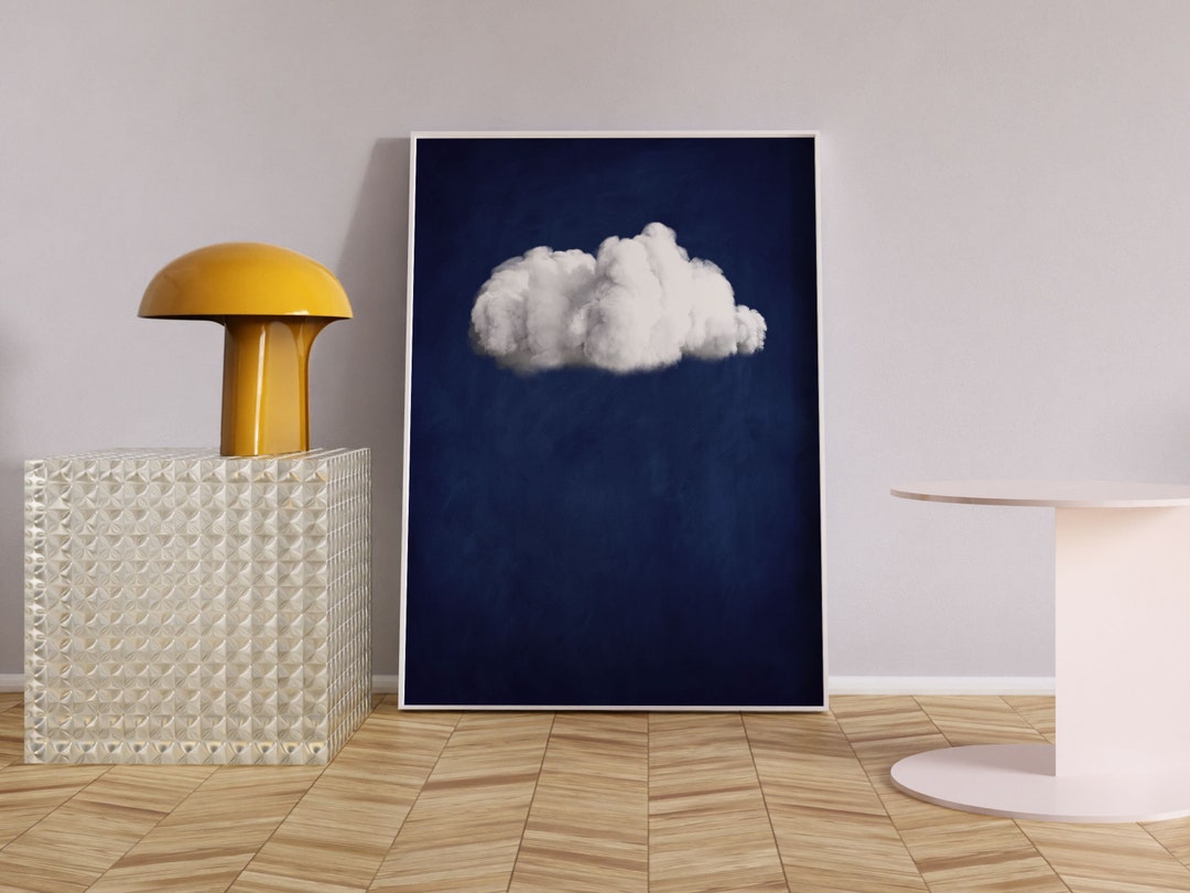 Indigo Cloud Wall Art, Abstract Art Print, Dark Blue Minimalist Wall ...