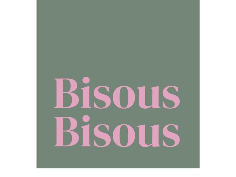 Sage Green Bisous Bisous Kiss Art Print Pink and Green Wall - Etsy