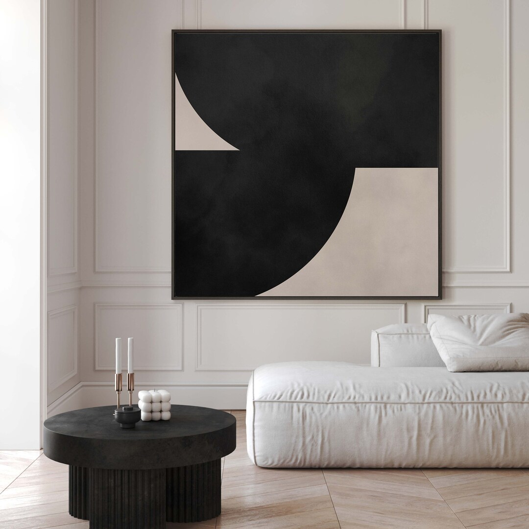 Neutral Minimalist Canvas Wall Art, Square Floating Frame Wall Art ...