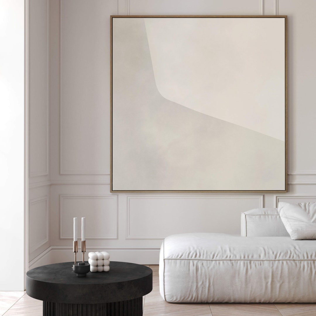 Square Minimalist Neutral Canvas Wall Art, Canvas Print, Greige ...