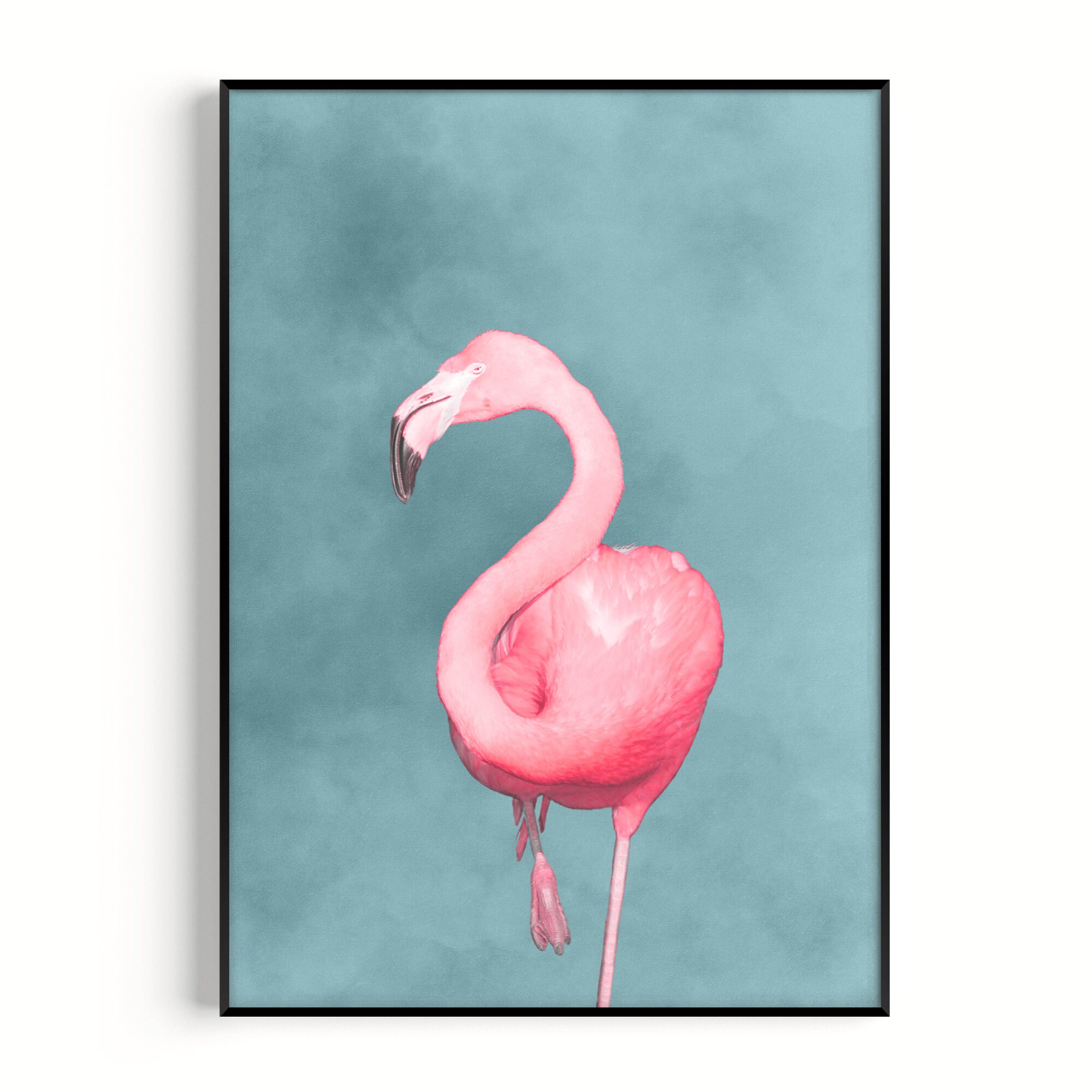Blue Pink Flamingo Wall Art Print, Sprint Print, Flamingo Poster ...