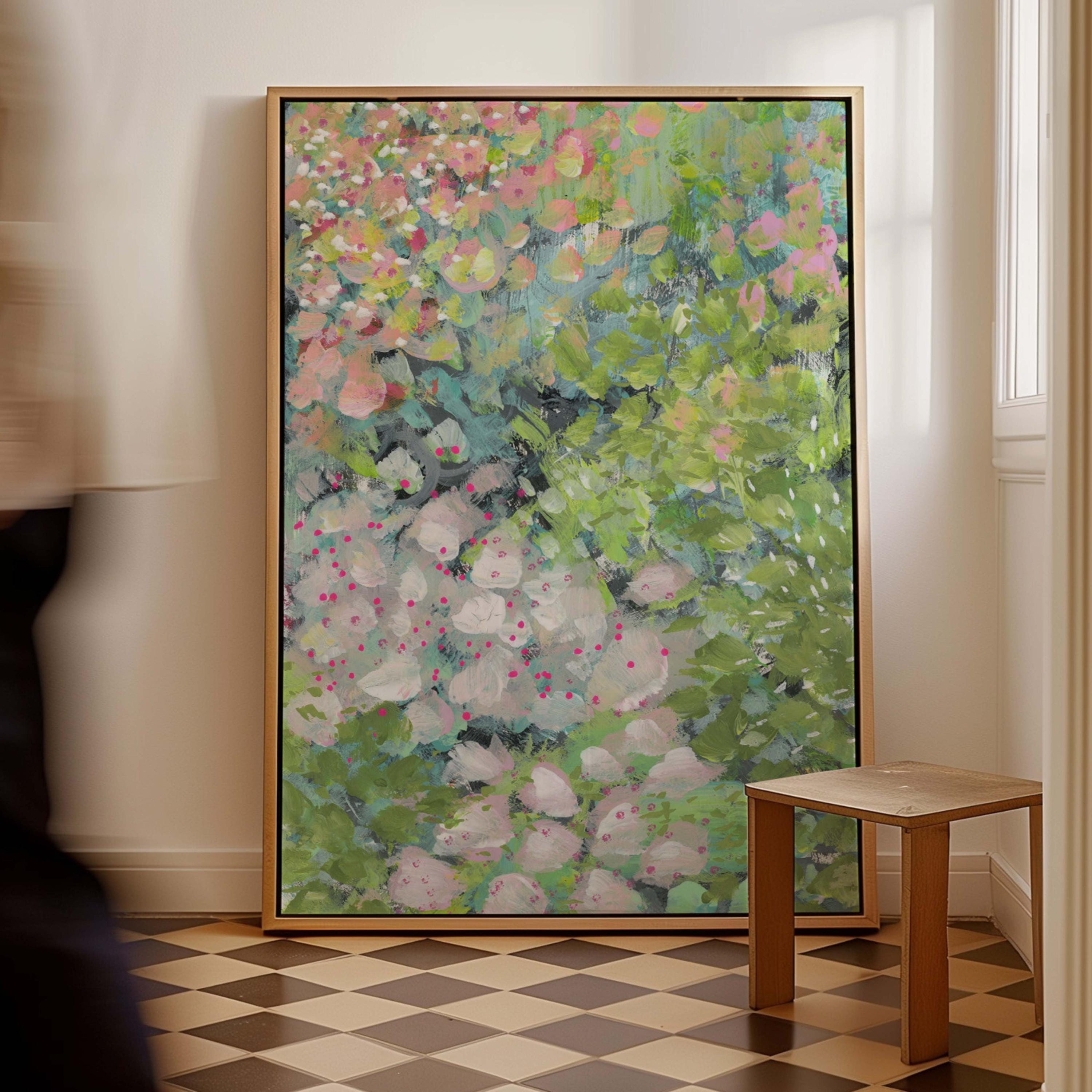 Flower Canvas Wall Art, Set of 2 Framed Art, Vibrant Le Jardin Art ...