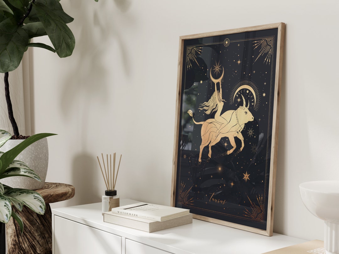 Taurus Poster Gift Print · Zodiac Wall Art · zodiac Print · Black and ...