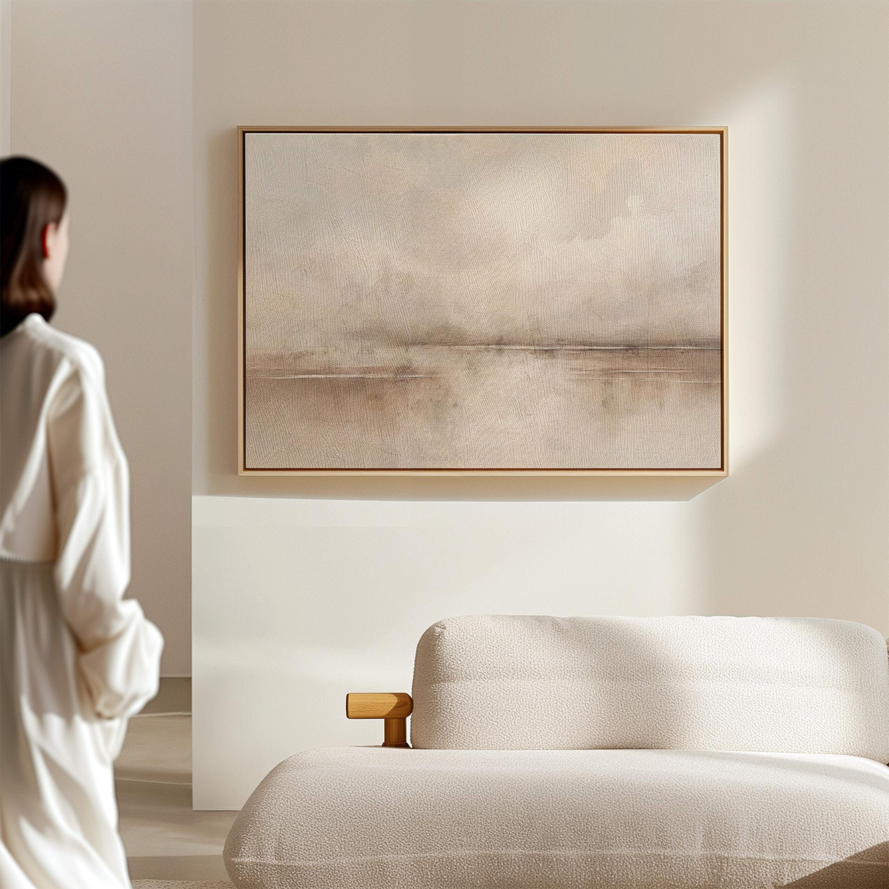 Vintage Landscape Canvas Wall Art, Neutral Decor, Soft Horizontal ...