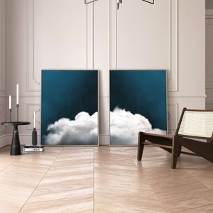 Navy Blue Cloud Set of 2 Prints · Dark Blue Decor, Abstract Art ...
