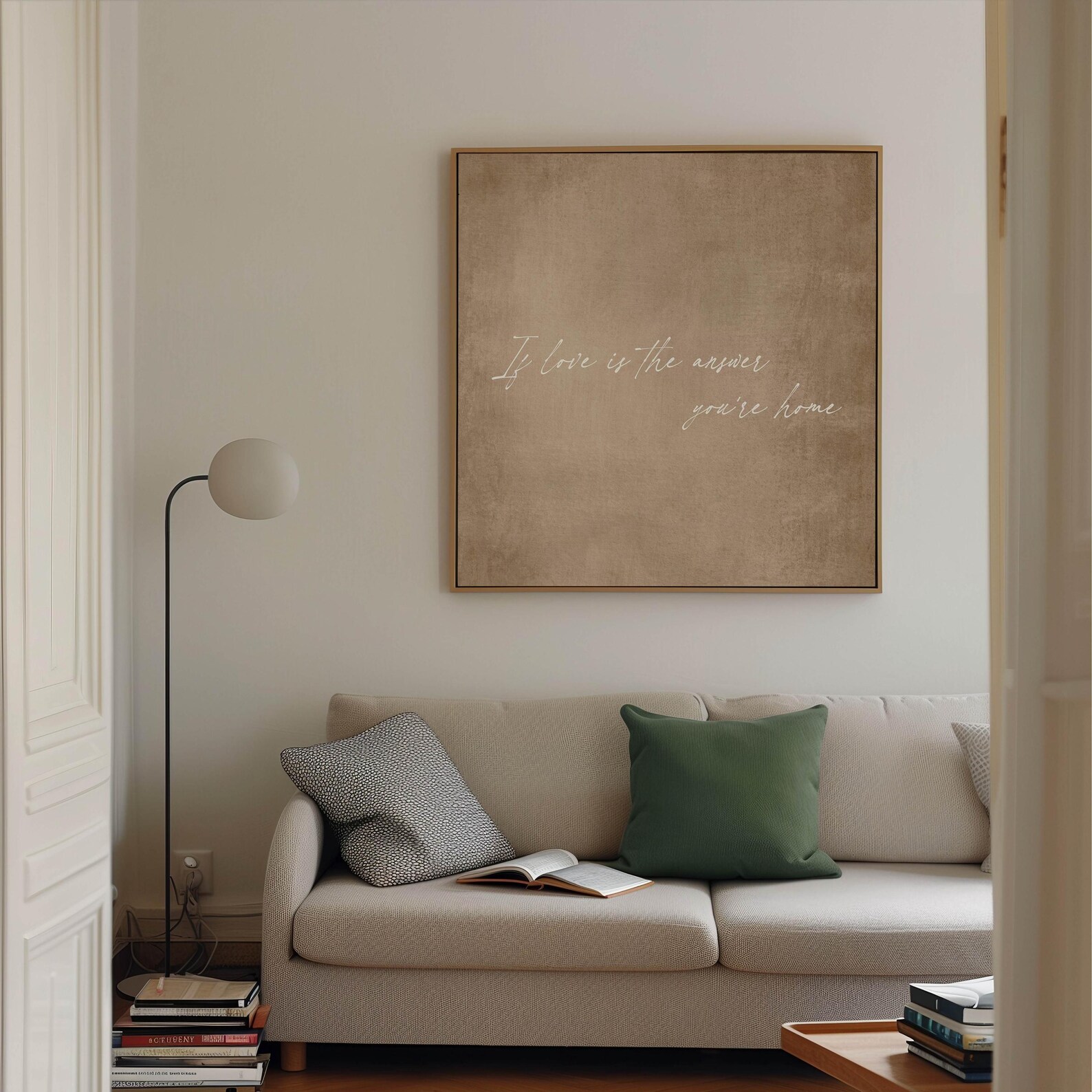 If Love is the Answer You're Home Canvas Wall Art, Minimalist Square ...