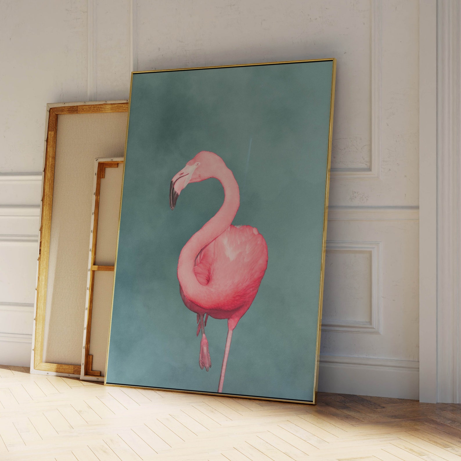 Blue Pink Flamingo Wall Art Print, Sprint Print, Flamingo Poster ...