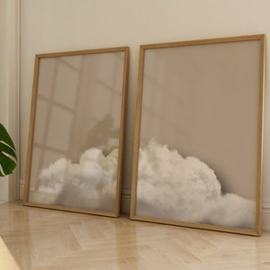 Beige Cloud Set of 2 Prints Beige Wall Art, Abstract Art, Minimalist ...