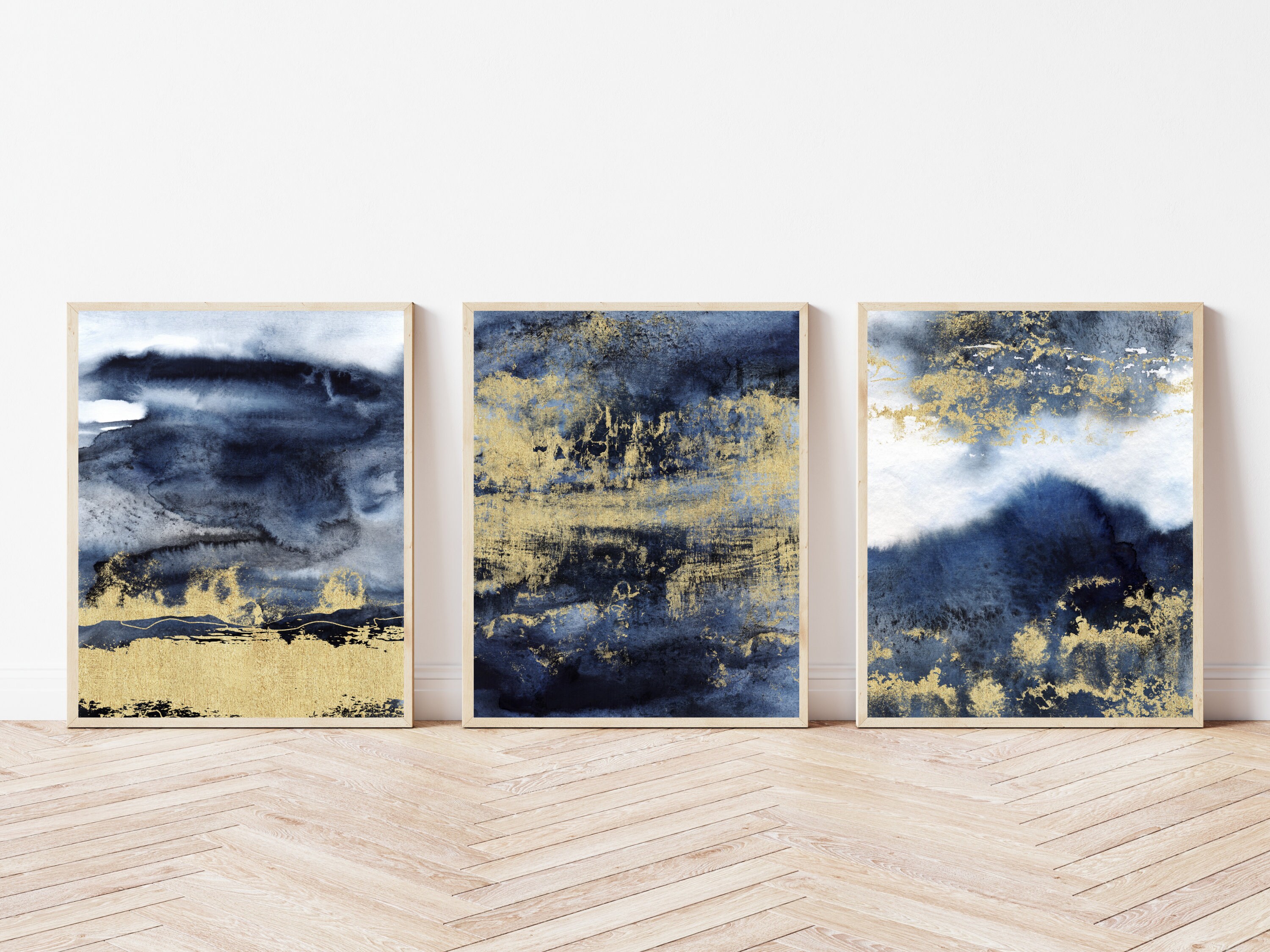 Navy and Gold Wall Art Set of 3 Prints DIGITAL DOWNLOAD | Etsy