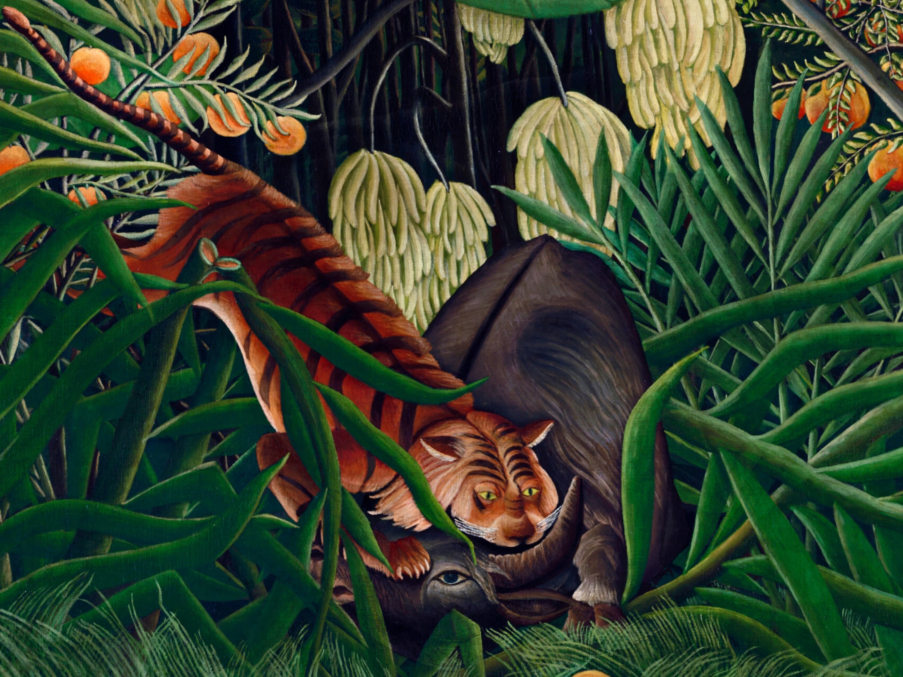 Henri Rousseau Botanical Print · Fight Between a Tiger and a Buffalo ...