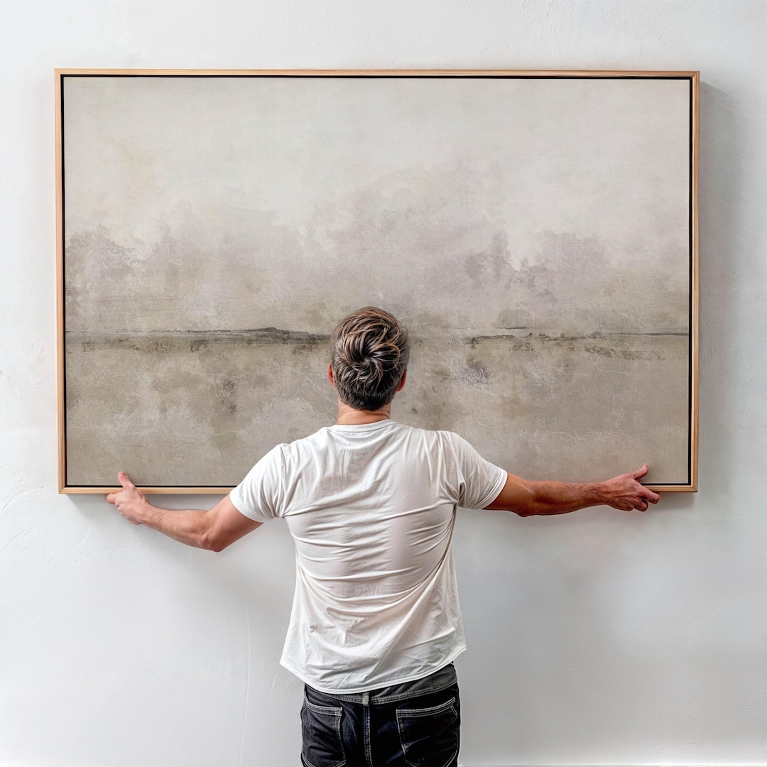 Neutral Landscape Canvas Wall Art, Horizontal Framed Art, Extra Large ...