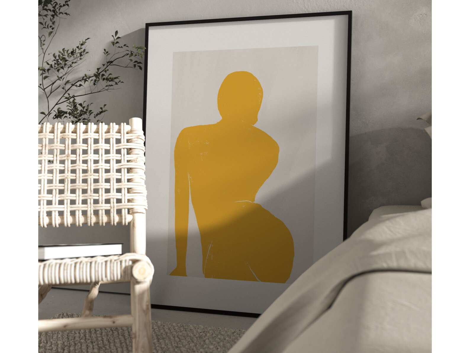 Yellow Female Body Wall Art Abstract Art Print Bedroom - Etsy