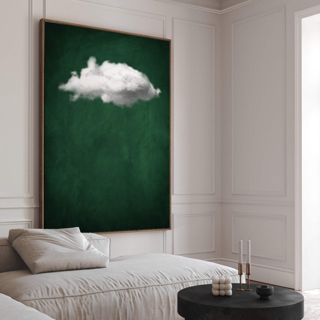 Emerald Green Cloud Wall Art Framed, Canvas Art Print, Giclee, Large ...