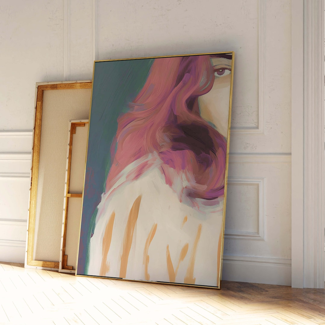Boho Woman Female Wall Art Print, Illustration Female Portrait, Modern ...