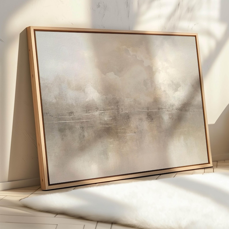 Neutral Abstract Landscape Canvas Wall Art, Floating Framed Art ...