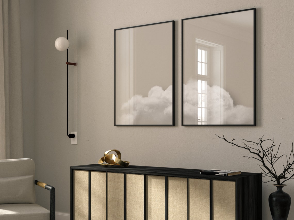 Beige Cloud Set of 2 Prints Beige Wall Art Abstract Art - Etsy