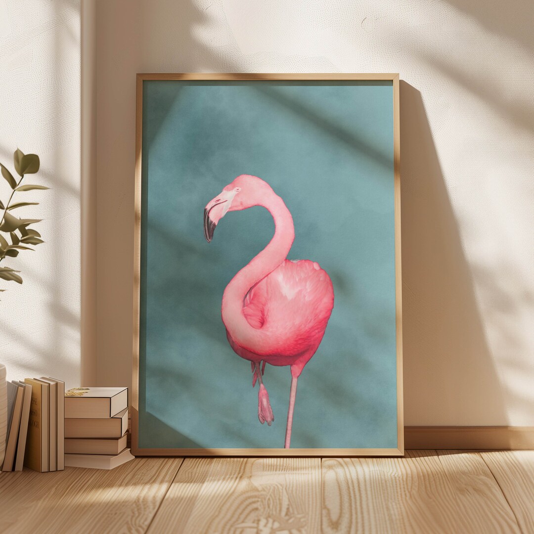 Blue Pink Flamingo Wall Art Print, Sprint Print, Flamingo Poster ...