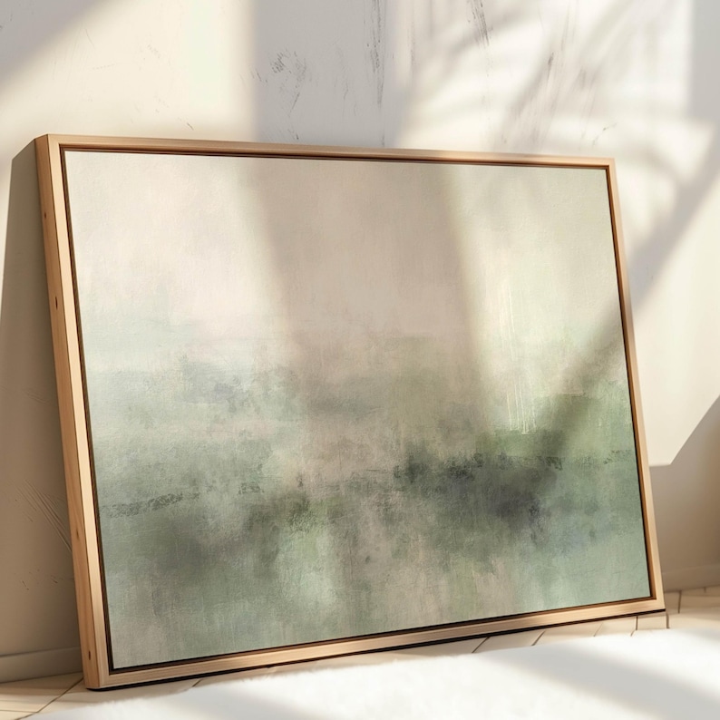 Sage Green Abstract Landscape Wall Art, Large Canvas, Minimalist Living ...