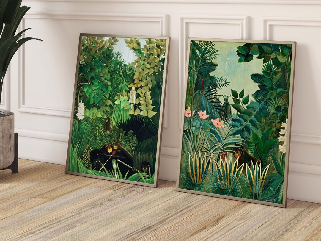 Henri Rousseau Prints, the Equatorial Jungle, Merry Jesters, Set of 2 ...